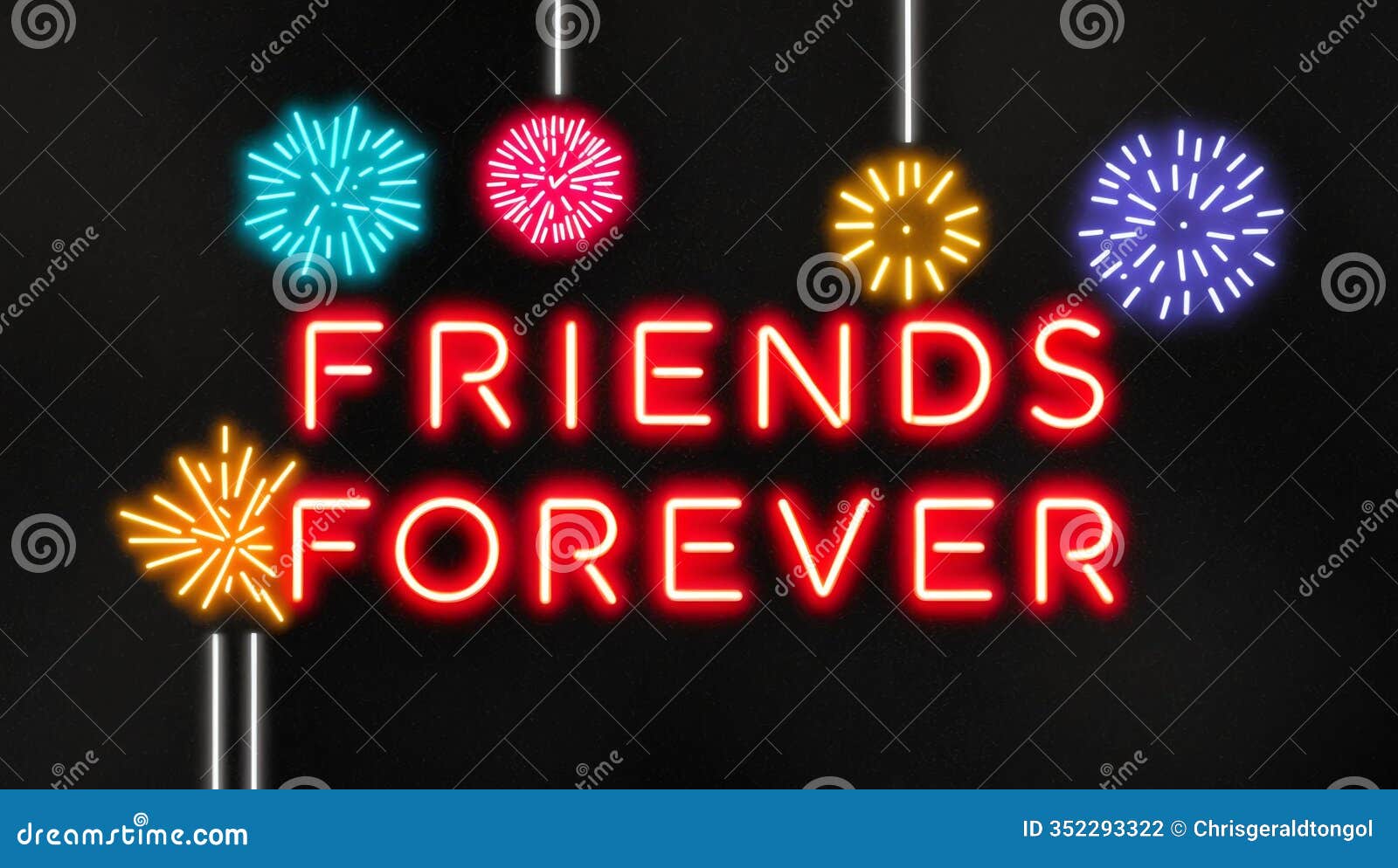 Festive Neon Backlit Style of the Word Friends Forever Ai Generated ...