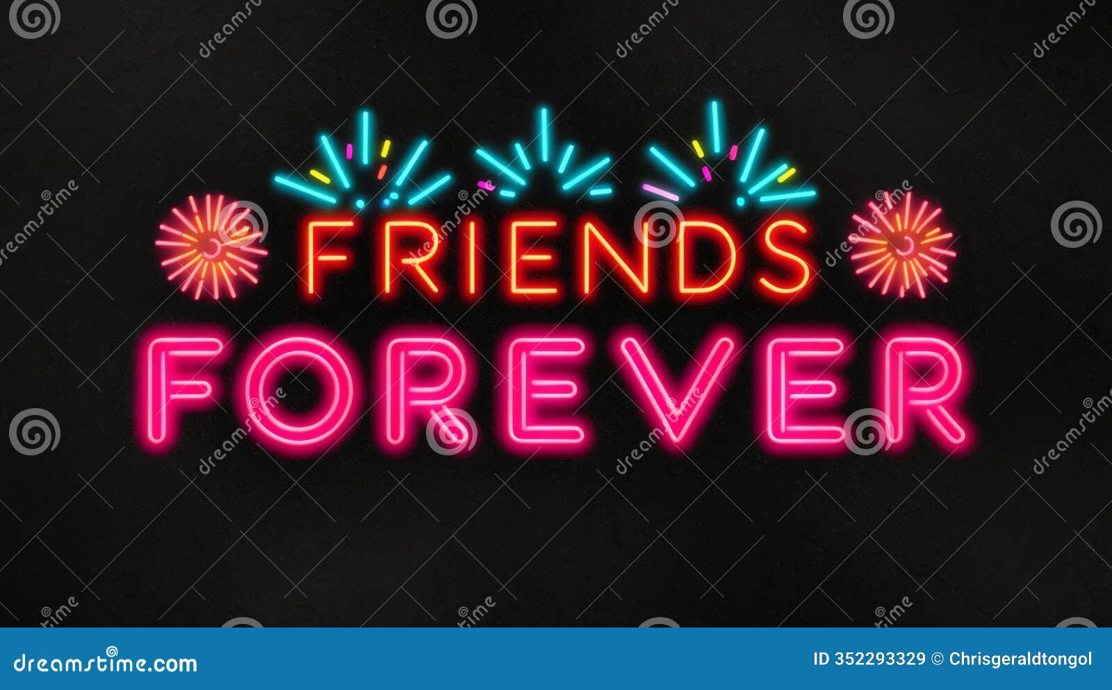 Festive Neon Backlit Style of the Word Friends Forever Ai Generated ...