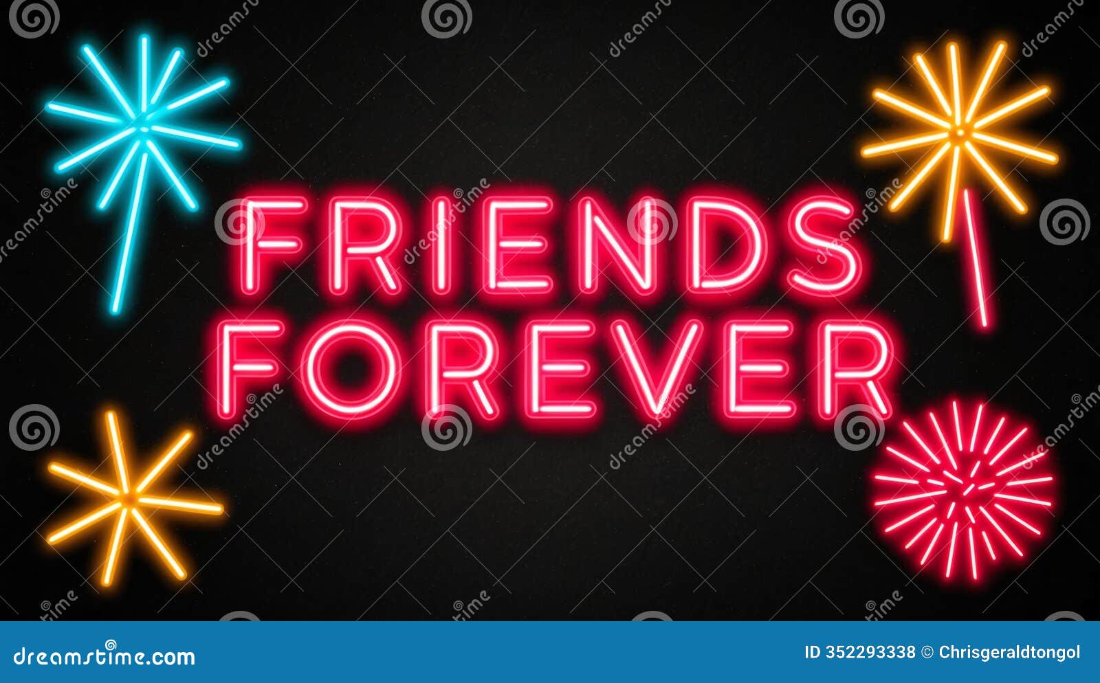 Festive Neon Backlit Style of the Word Friends Forever Ai Generated ...