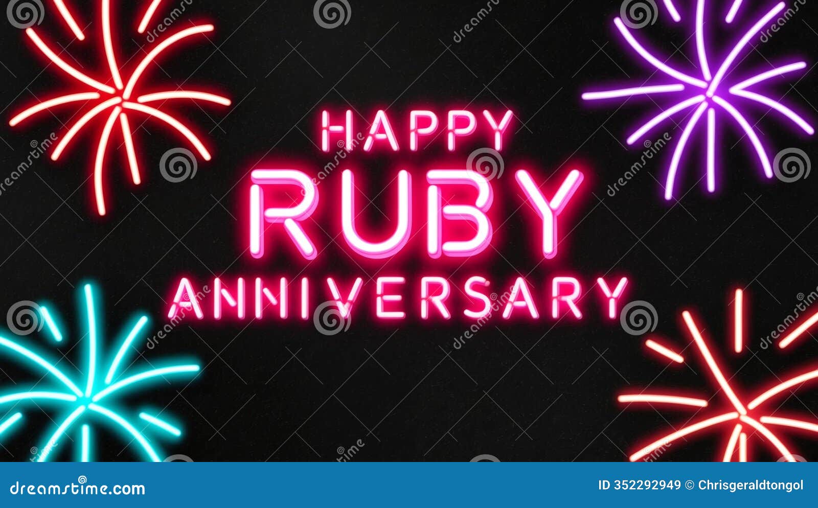Festive Neon Backlit Style of the Word Happy Ruby Anni Ai Generated ...