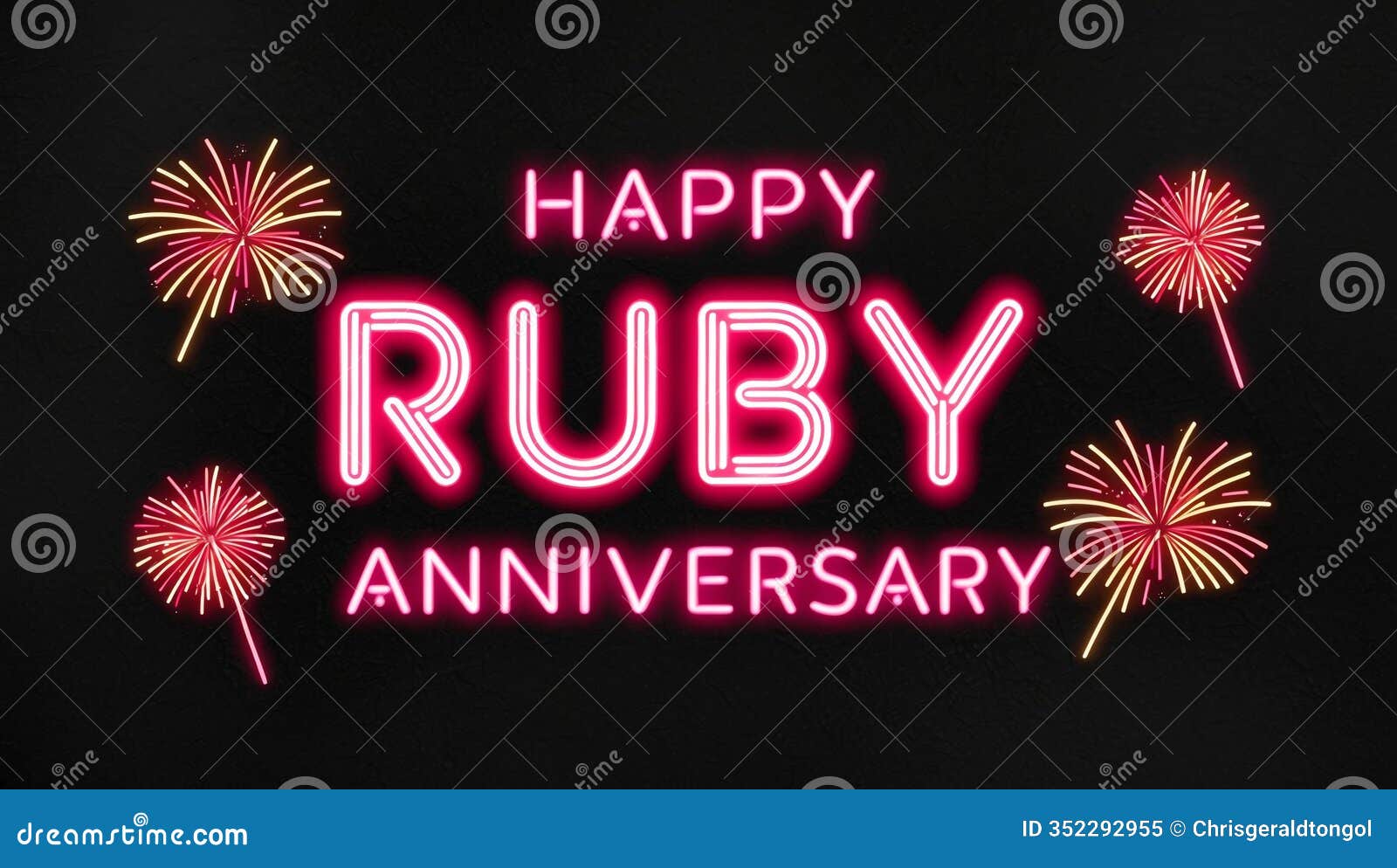 Festive Neon Backlit Style of the Word Happy Ruby Anni Ai Generated ...
