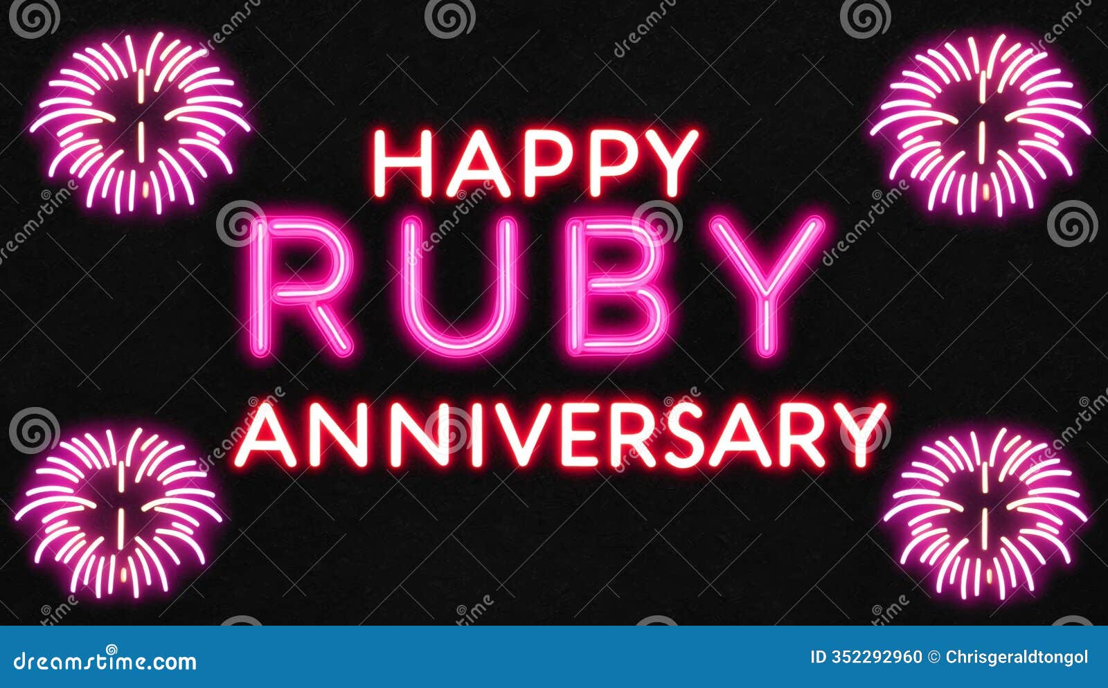 Festive Neon Backlit Style of the Word Happy Ruby Anni Ai Generated ...