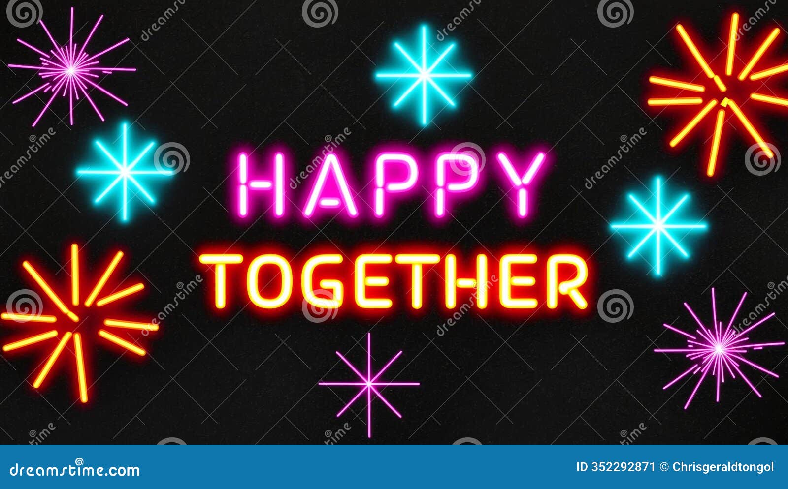 Festive Neon Backlit Style of the Word Happy Together Ai Generated ...
