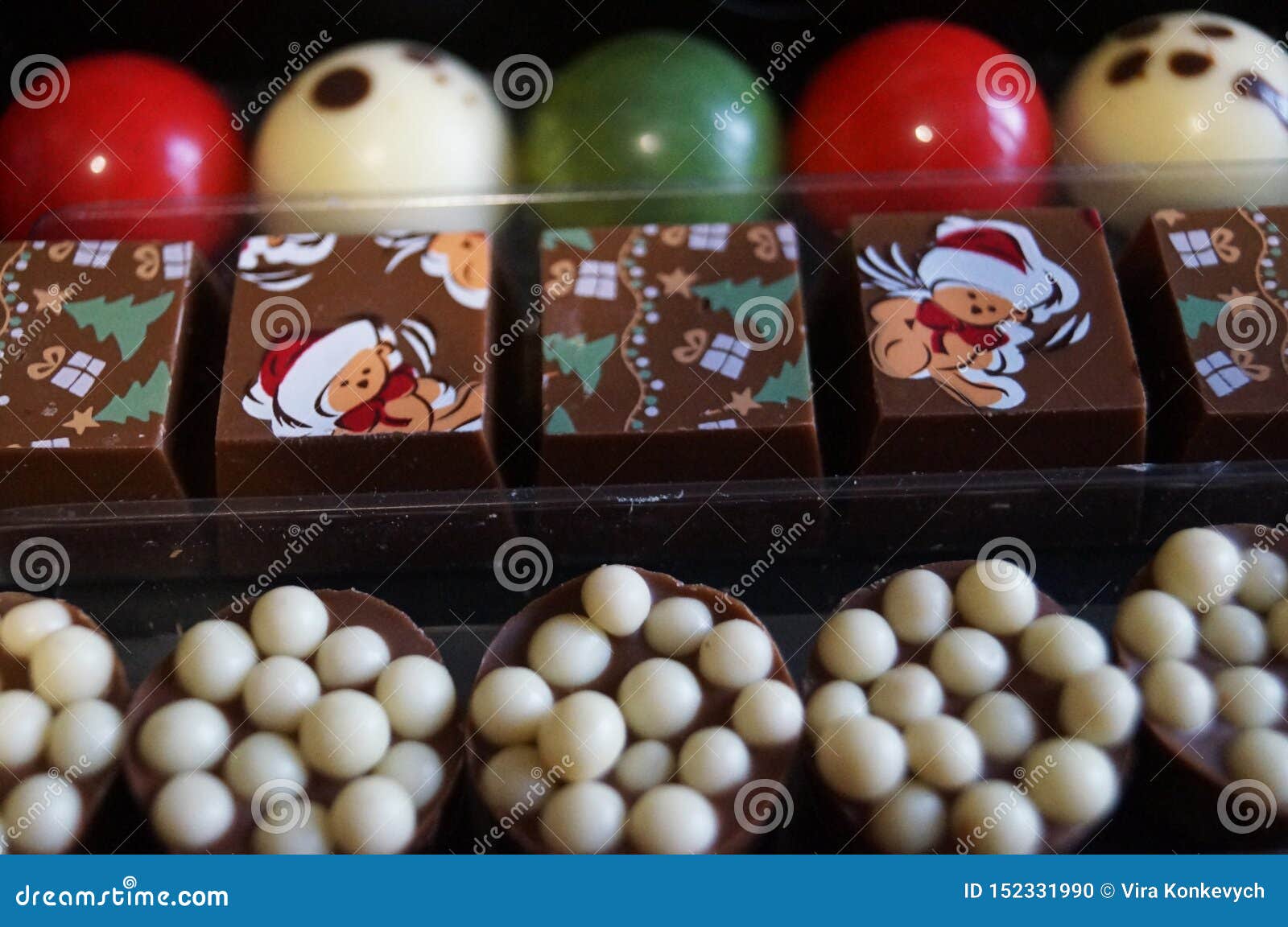 Festive New Year`s Chocolates with Multi-colored Glaze Stock Photo ...