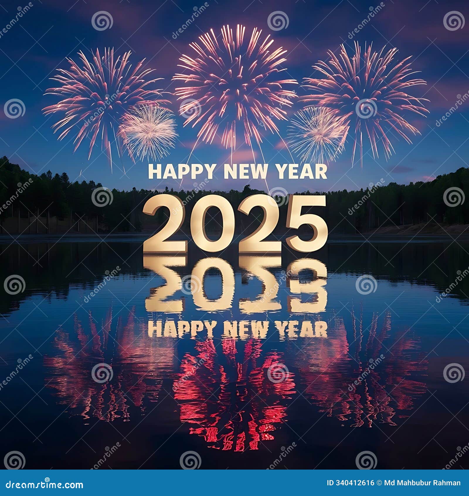 Festive 2025 New Year S Eve Fireworks Stock Photo - Image of reflection ...