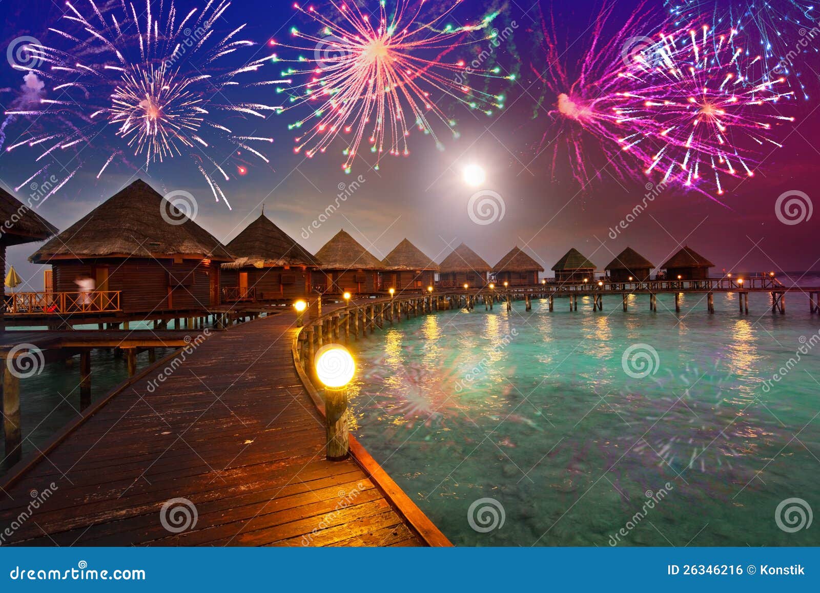 Festive New Year S Fireworks Stock Photo - Image of bright, illuminated ...