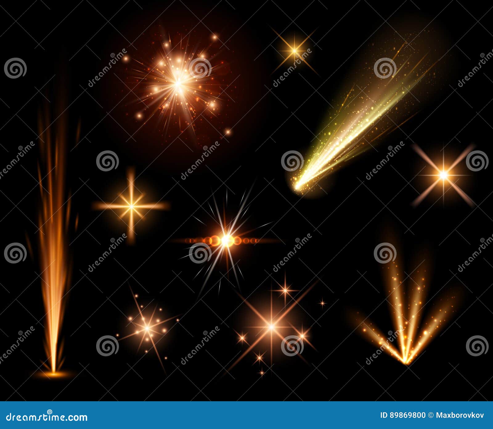 Festive Orange Firework Set. Stock Vector - Illustration of bright ...