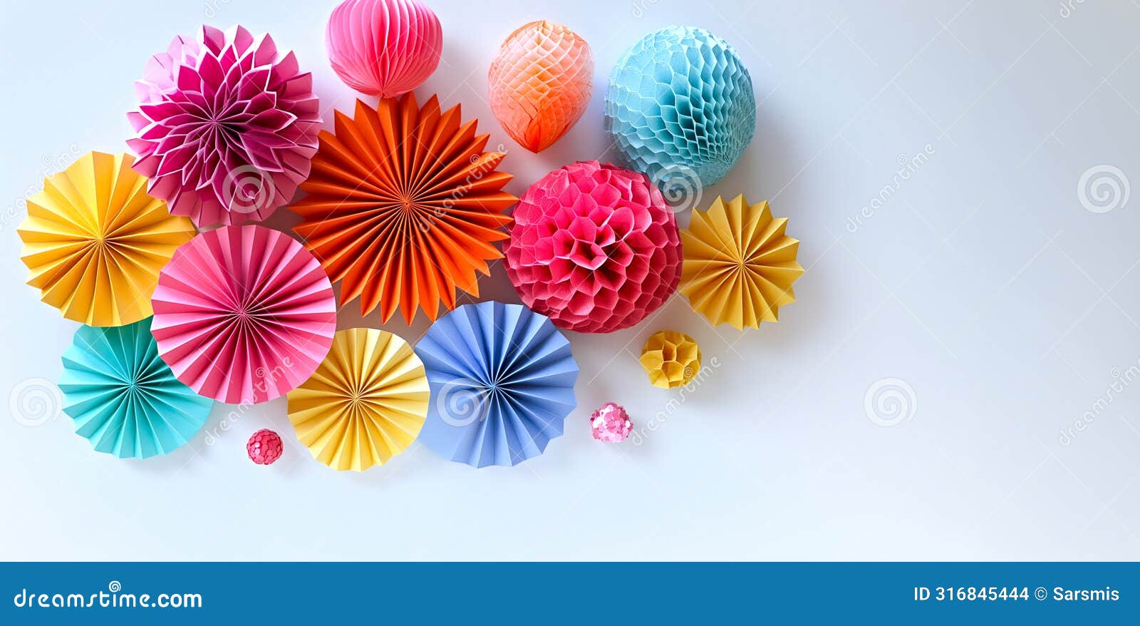 Festive Paper Decorations Array Variety Of Shapes, Colors And Textures ...