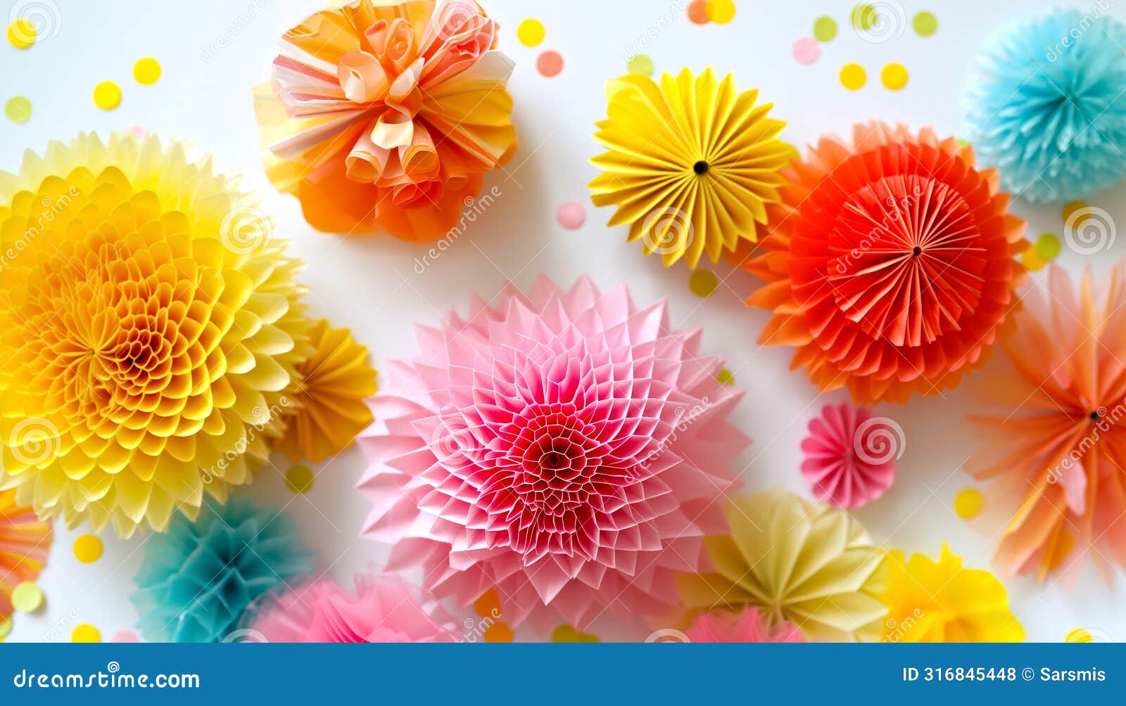 Festive Paper Decorations Array Variety Of Shapes, Colors And Textures ...