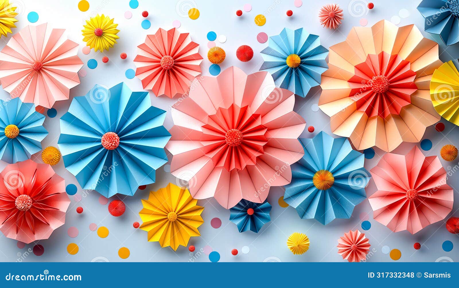 Festive Paper Decorations Array Variety Of Shapes, Colors And Textures ...