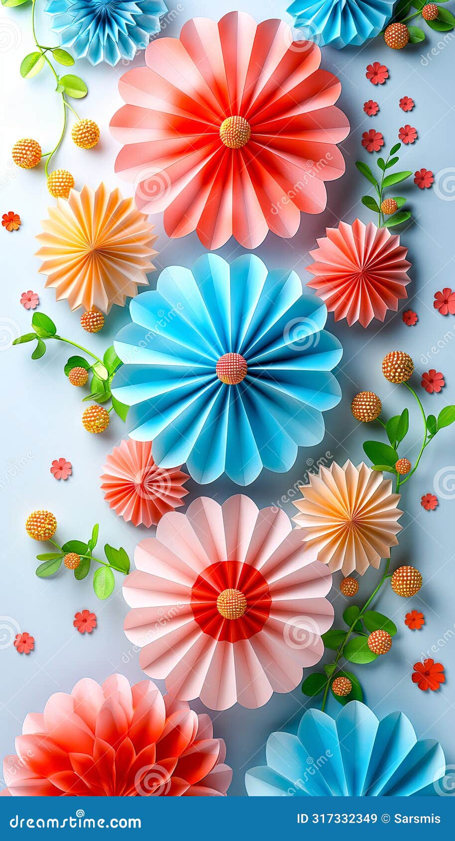 Festive Paper Decorations Array Variety Of Shapes, Colors And Textures ...