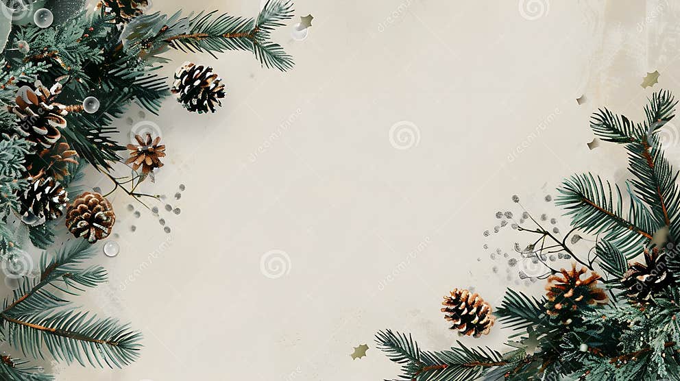 Festive Pine and Cones Border Design Stock Illustration - Illustration ...