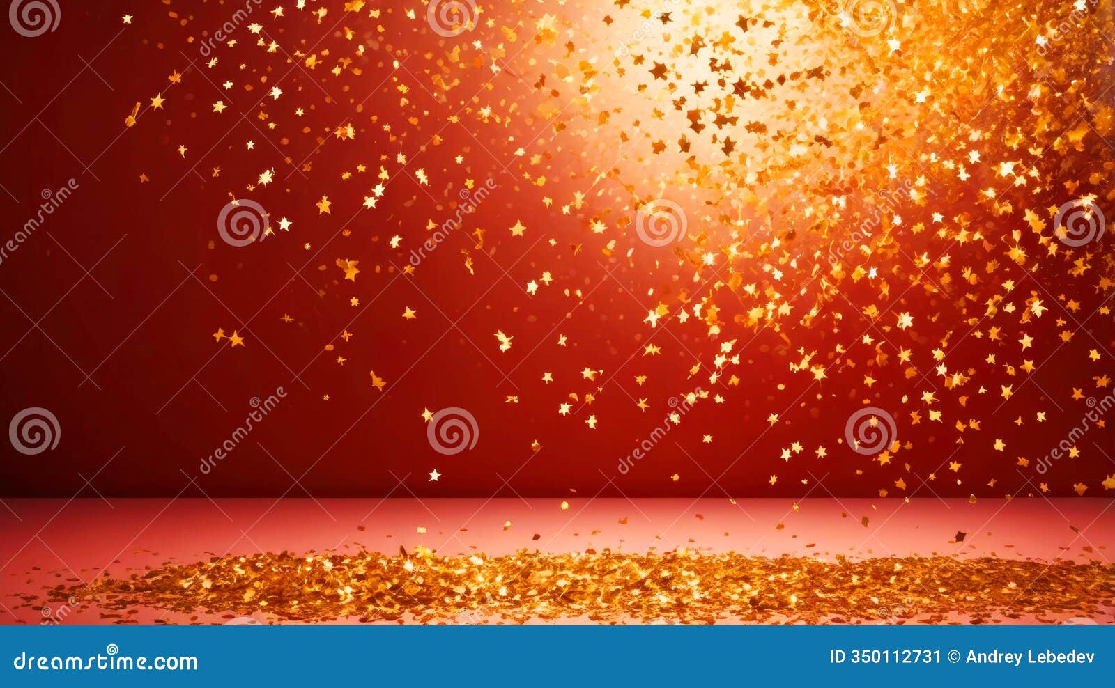 Festive Red Background with Gold Confetti Stars for Design, Creative ...
