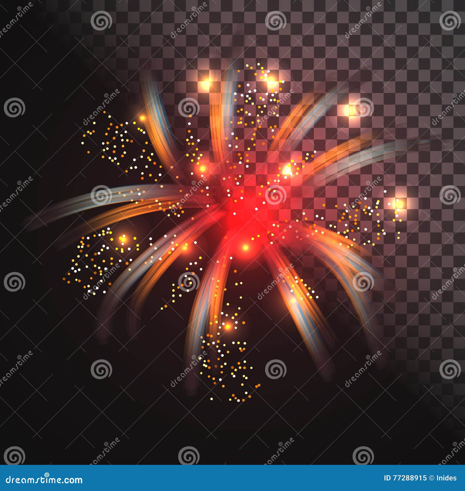Festive Red Firework Vector with Glowing Sparkles. Stock Vector ...