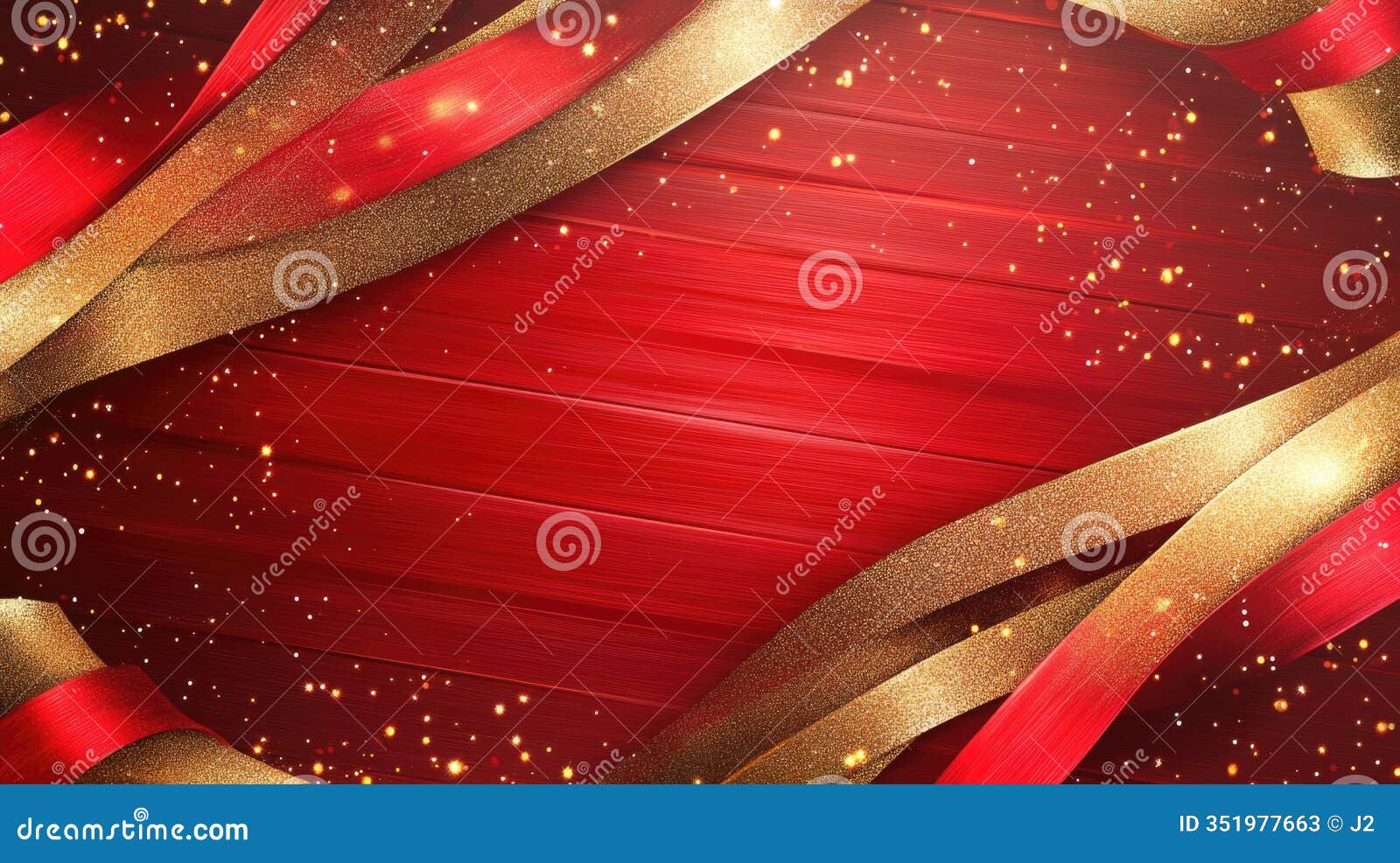 Festive Red and Gold Background with Glitter and Ribbons Stock Image ...