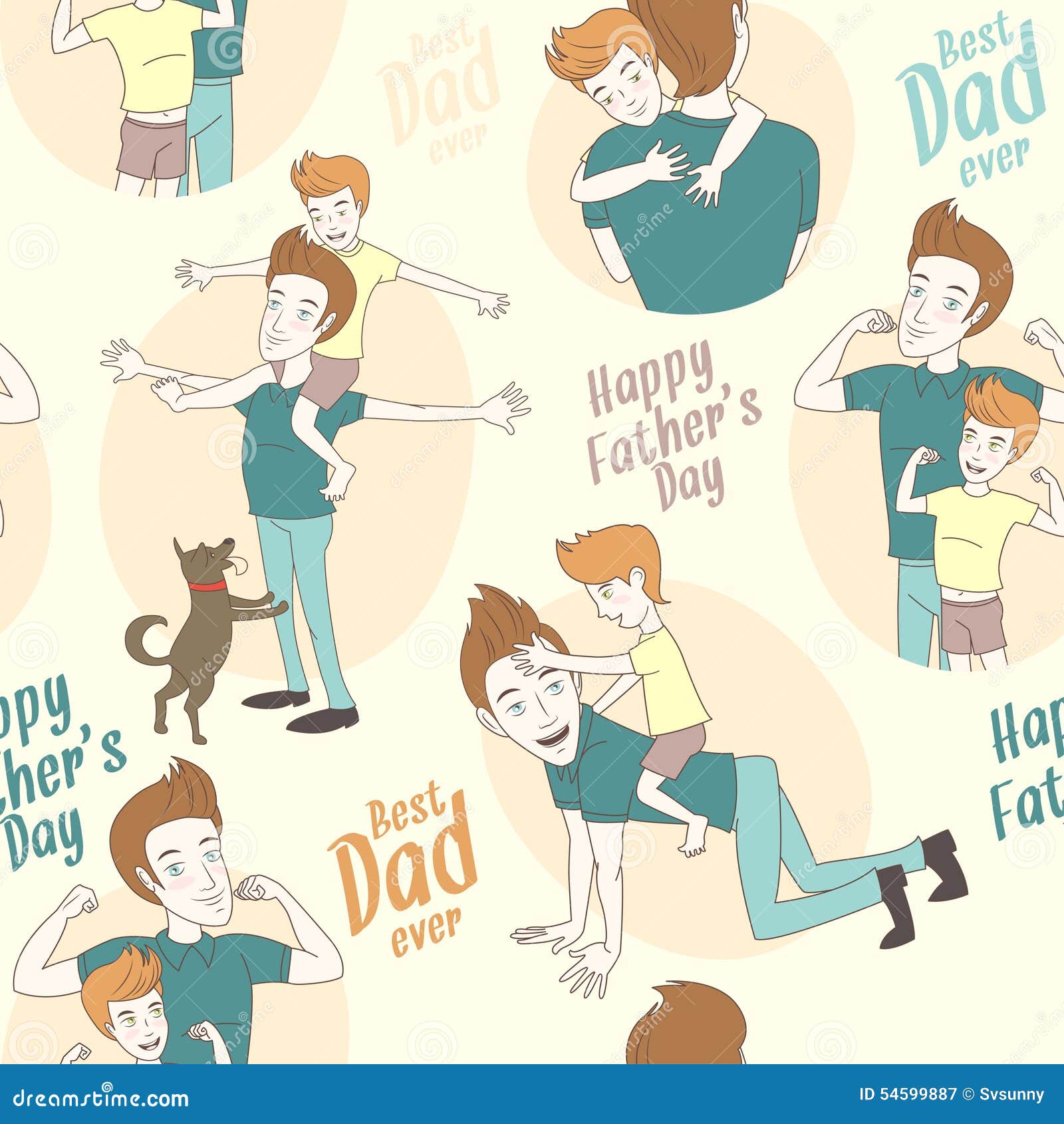 Festive Seamless Doodle Pattern for Father S Day Stock Vector ...