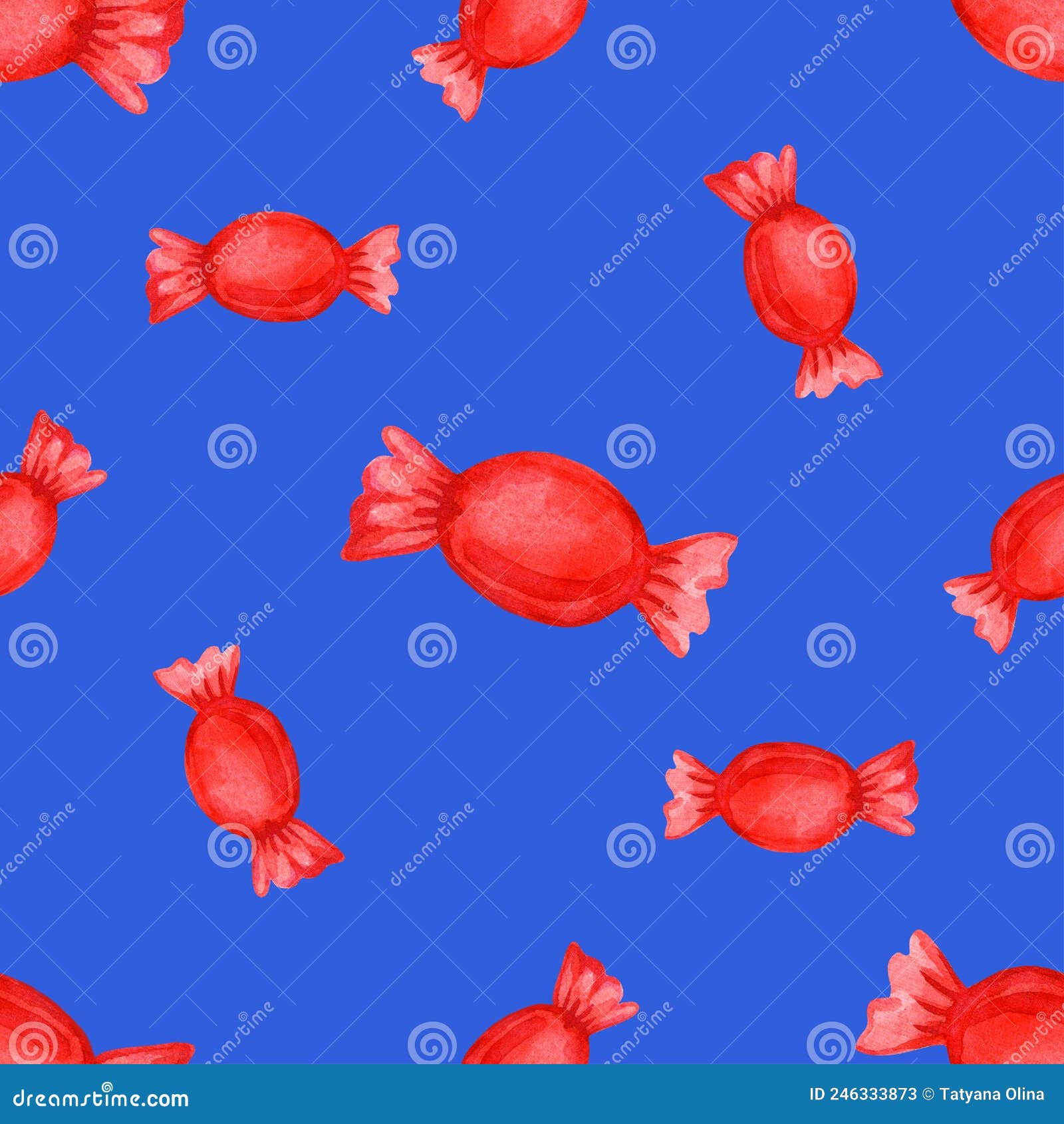 Festive Seamless Pattern with Candy in a Red Wrapper Stock Illustration ...