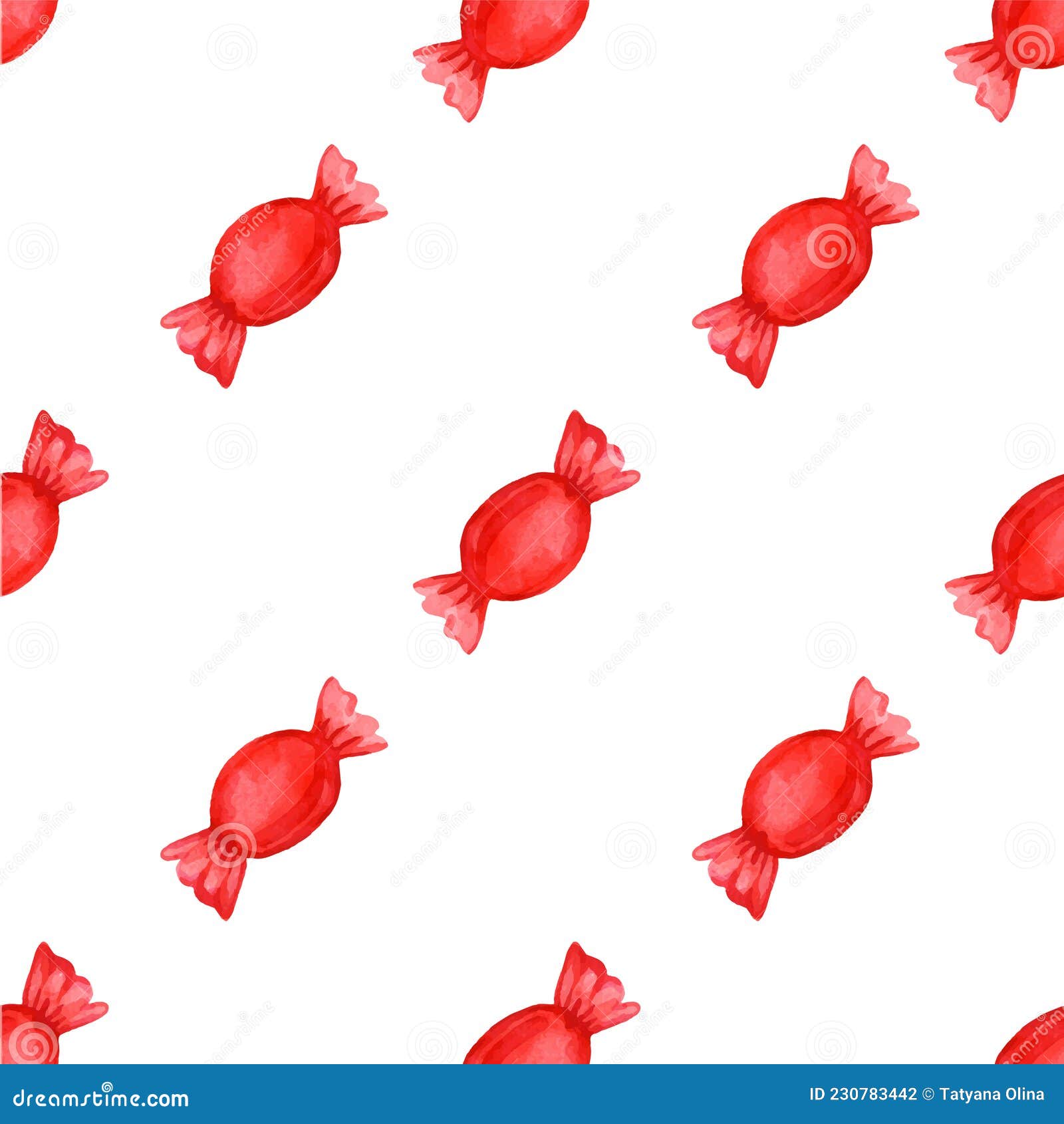 Festive Seamless Pattern with Candy in a Red Wrapper. Stock Vector ...