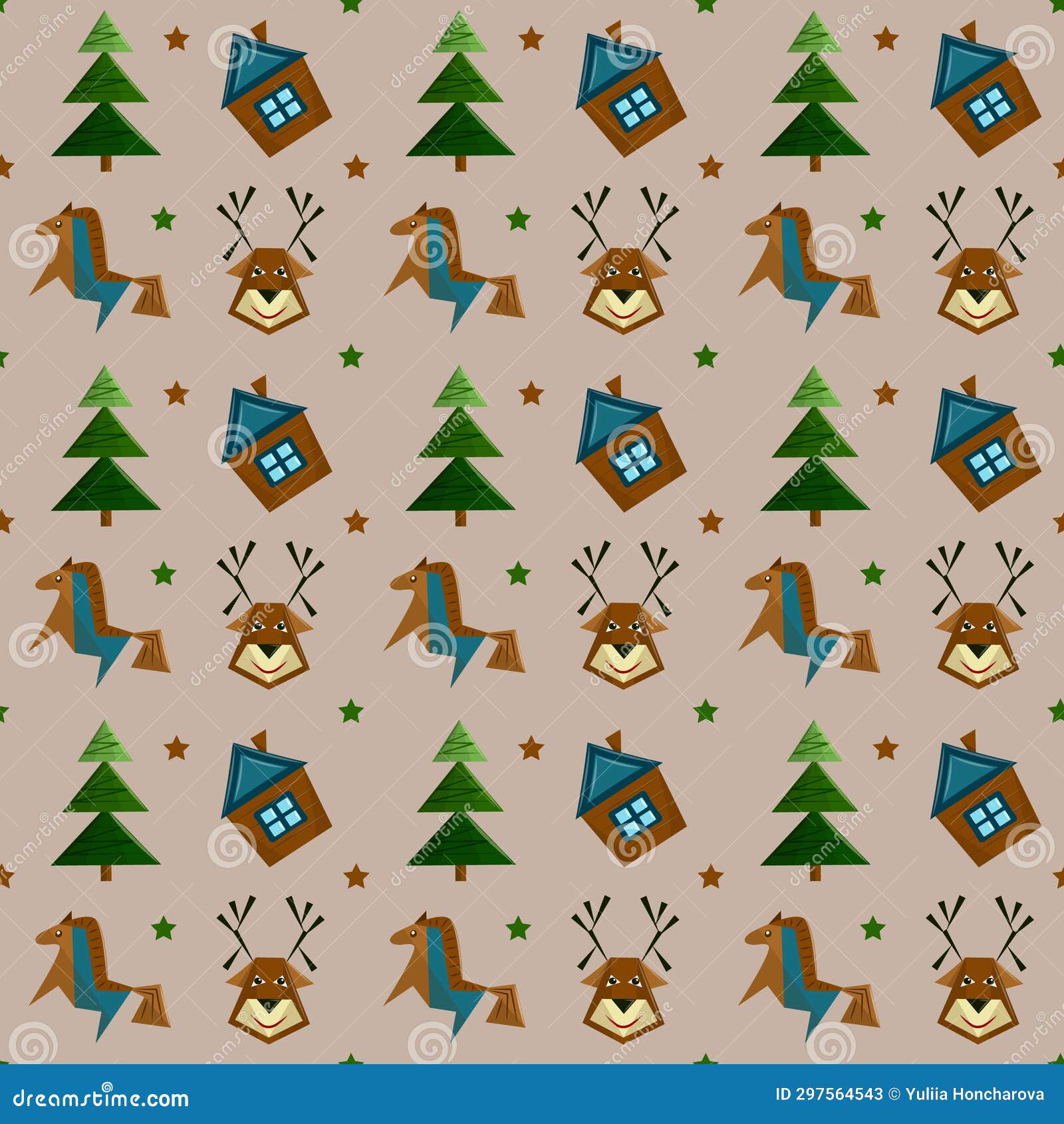 Festive Seamless Pattern with Christmas Elements in Brown Colors. Stock ...