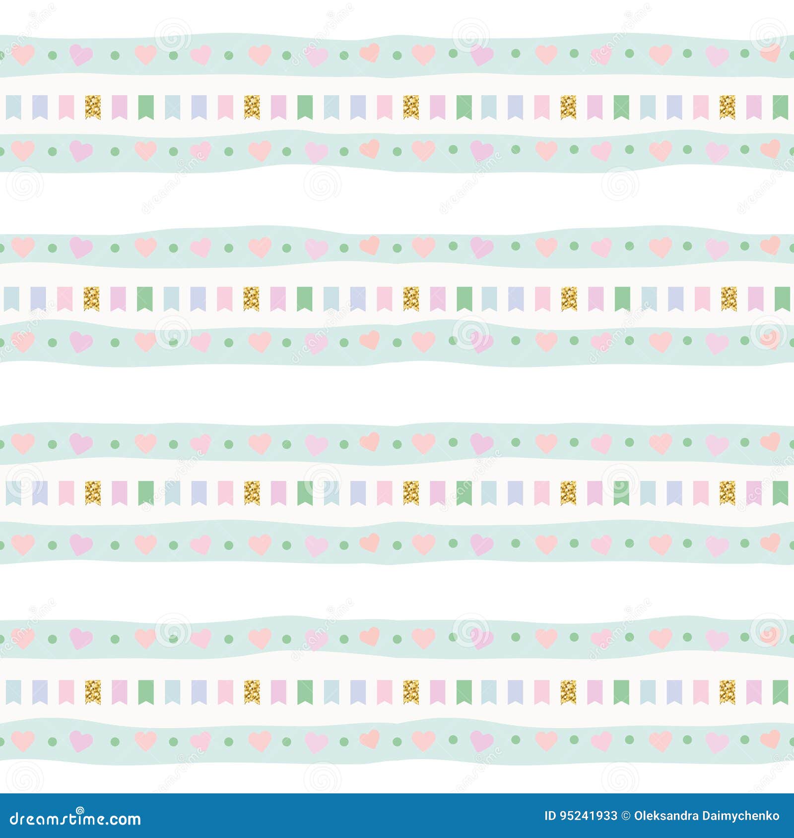 Festive Seamless Pattern with Hand Drawn Stripes and Garlands. Stock ...