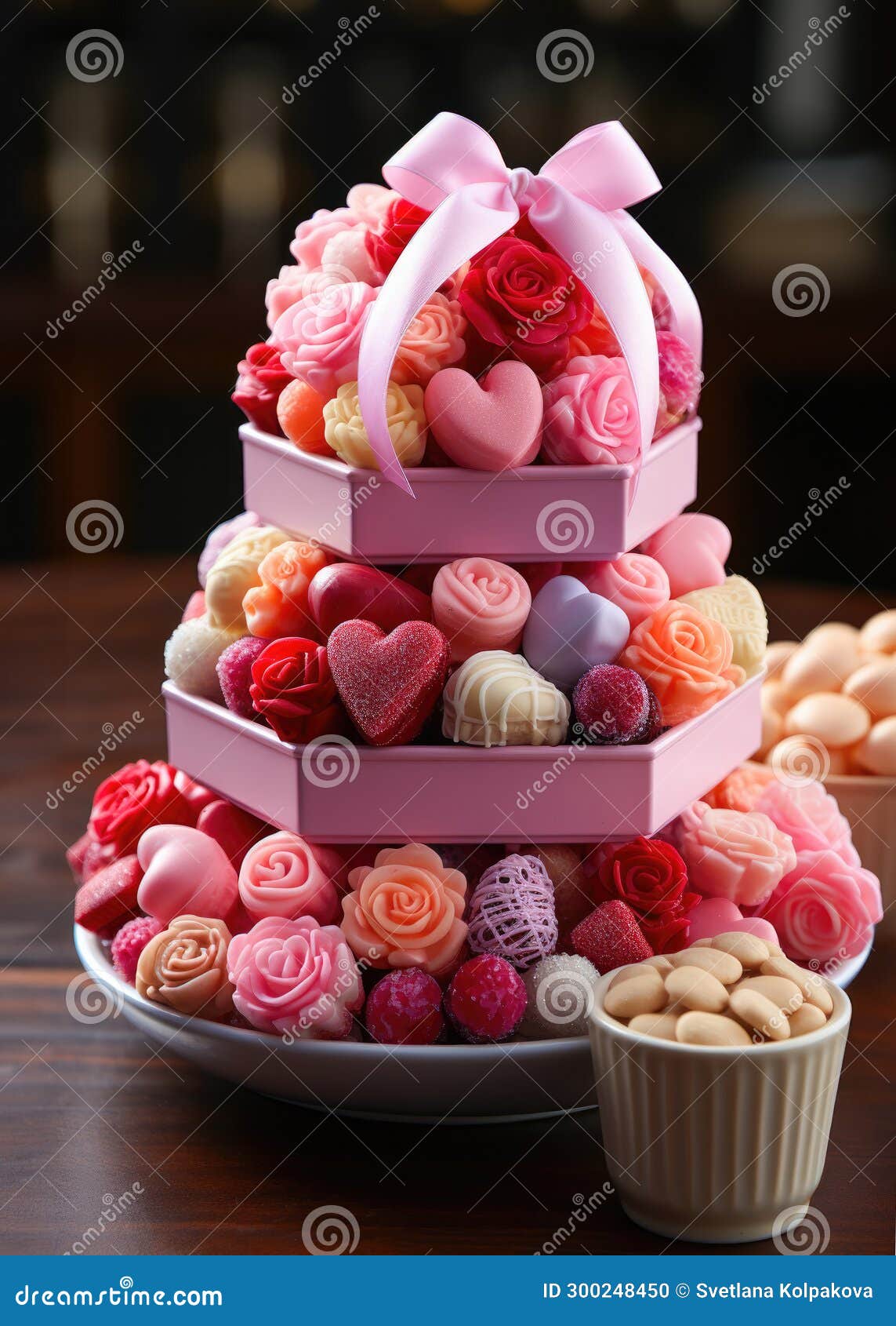 Festive Sets of Sweets and Chocolate in Different Gift Boxes Stock ...