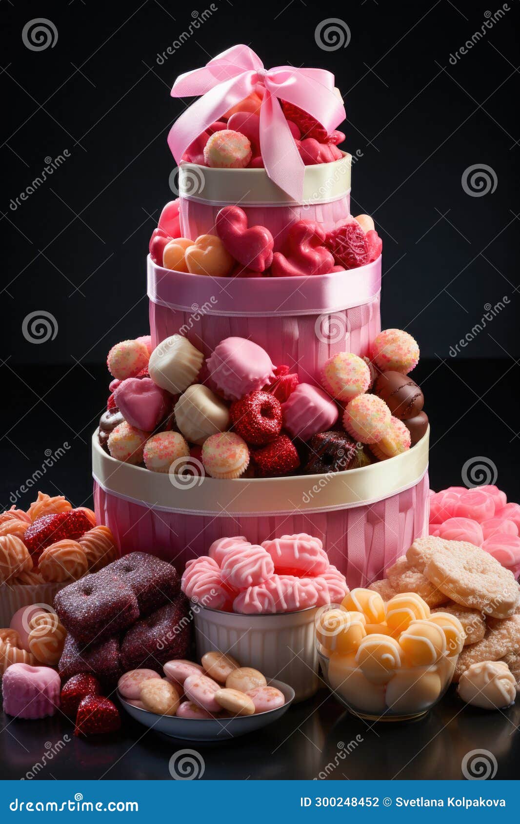 Festive Sets of Sweets and Chocolate in Different Gift Boxes Stock ...