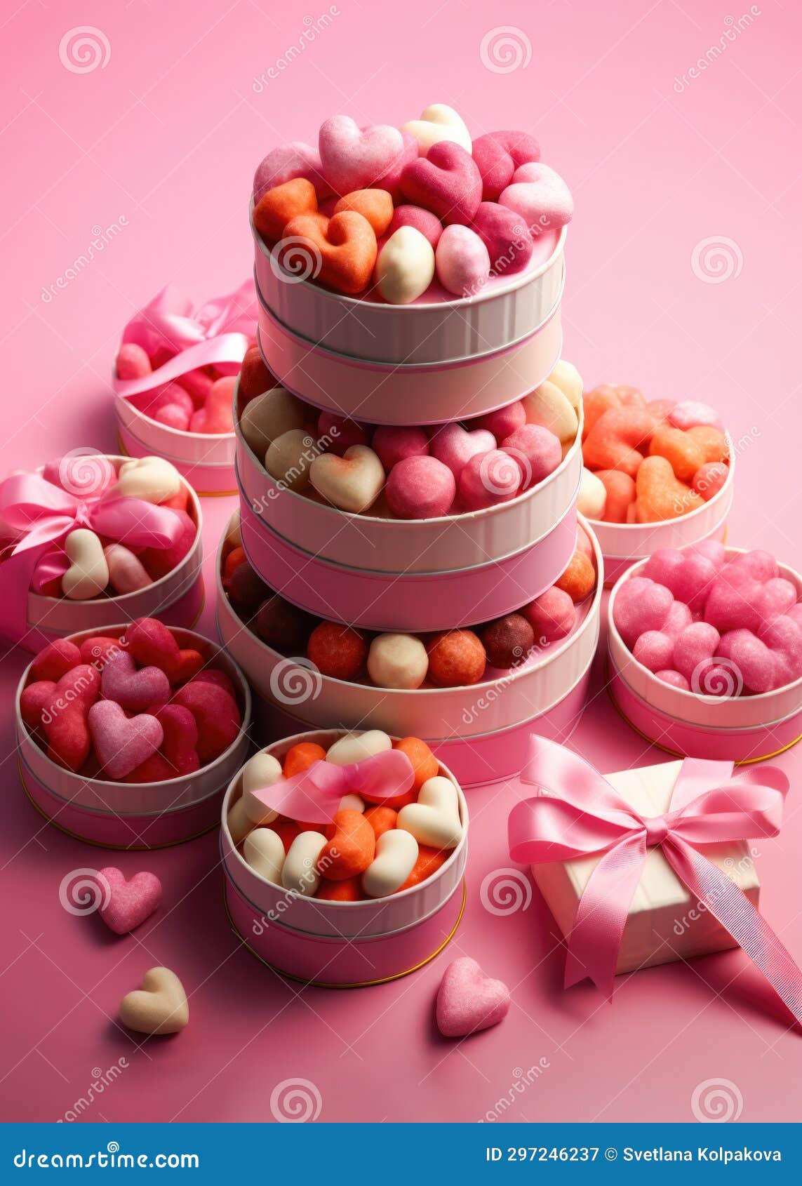 Festive Sets Of Sweets And Chocolate In Different Gift Boxes Royalty ...