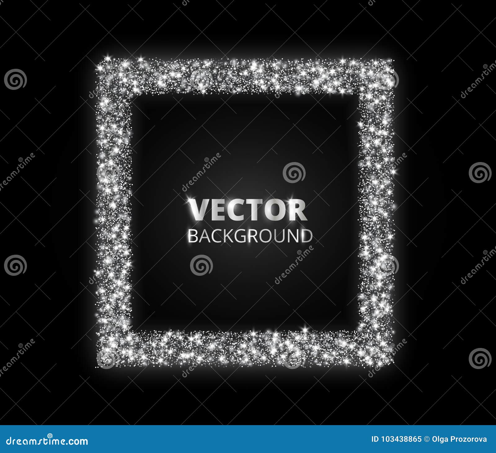 Festive Silver Sparkle Background. Glitter Border, Rectangle Spotted ...