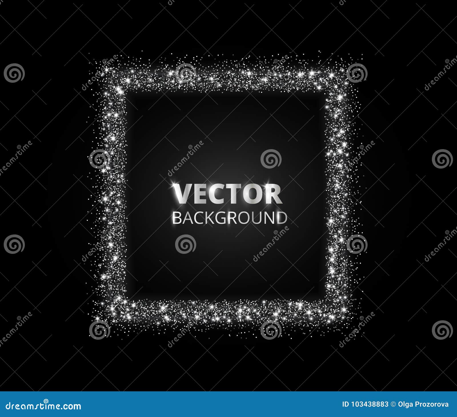 Festive Silver Sparkle Background. Glitter Border, Rectangle Spotted ...