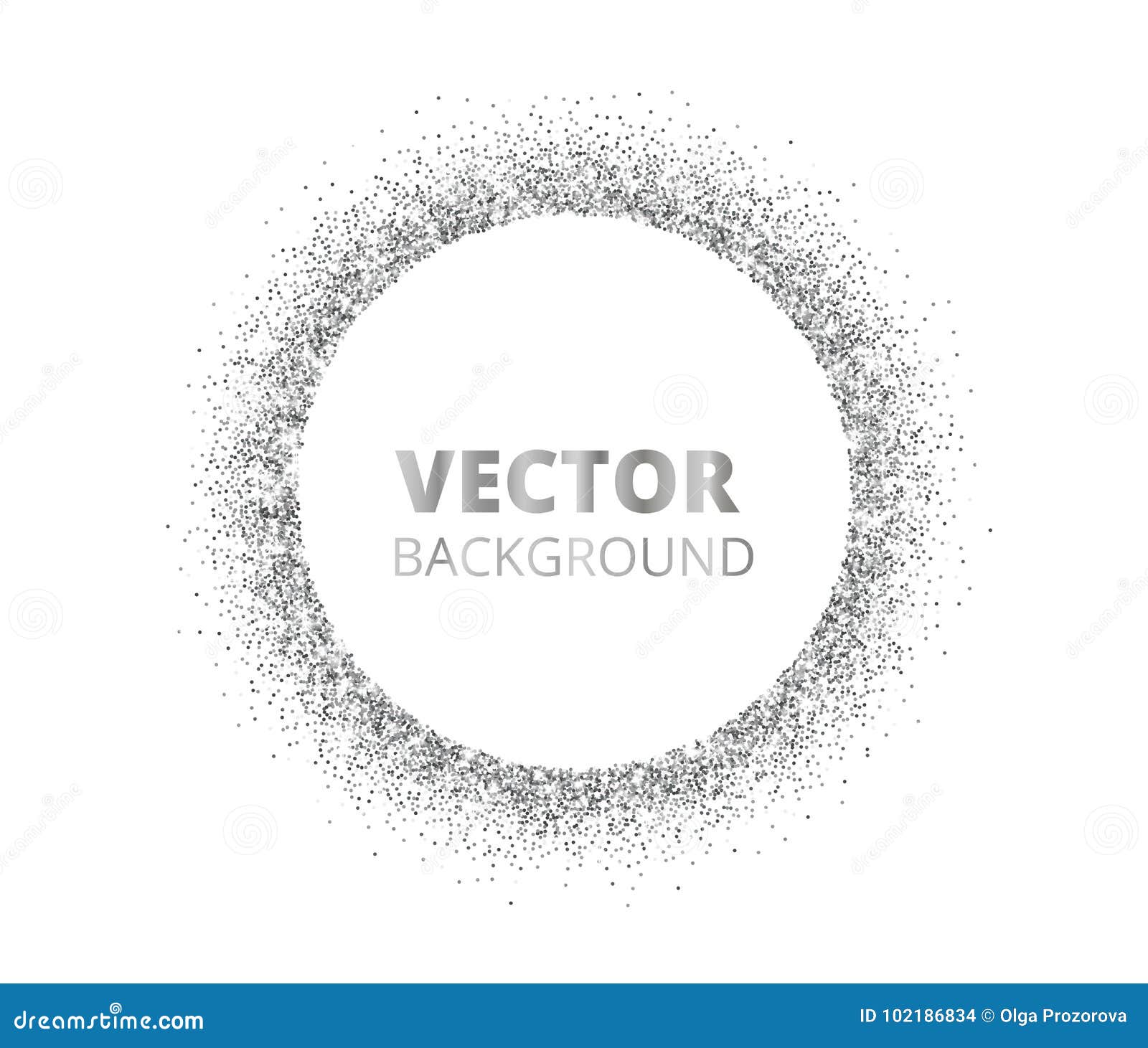 Festive Silver Sparkle Background. Glitter Border, Circle Spotted Frame ...