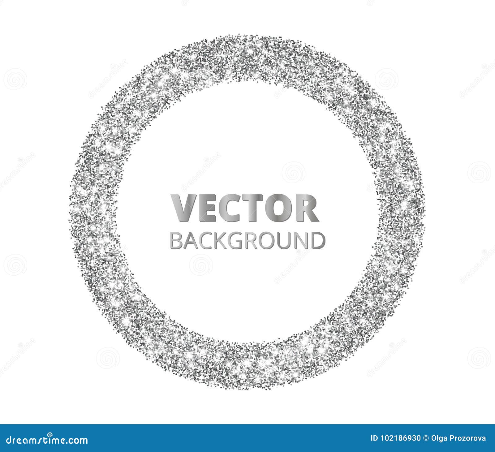 Festive Silver Sparkle Background. Glitter Border, Circle Spotted Frame ...