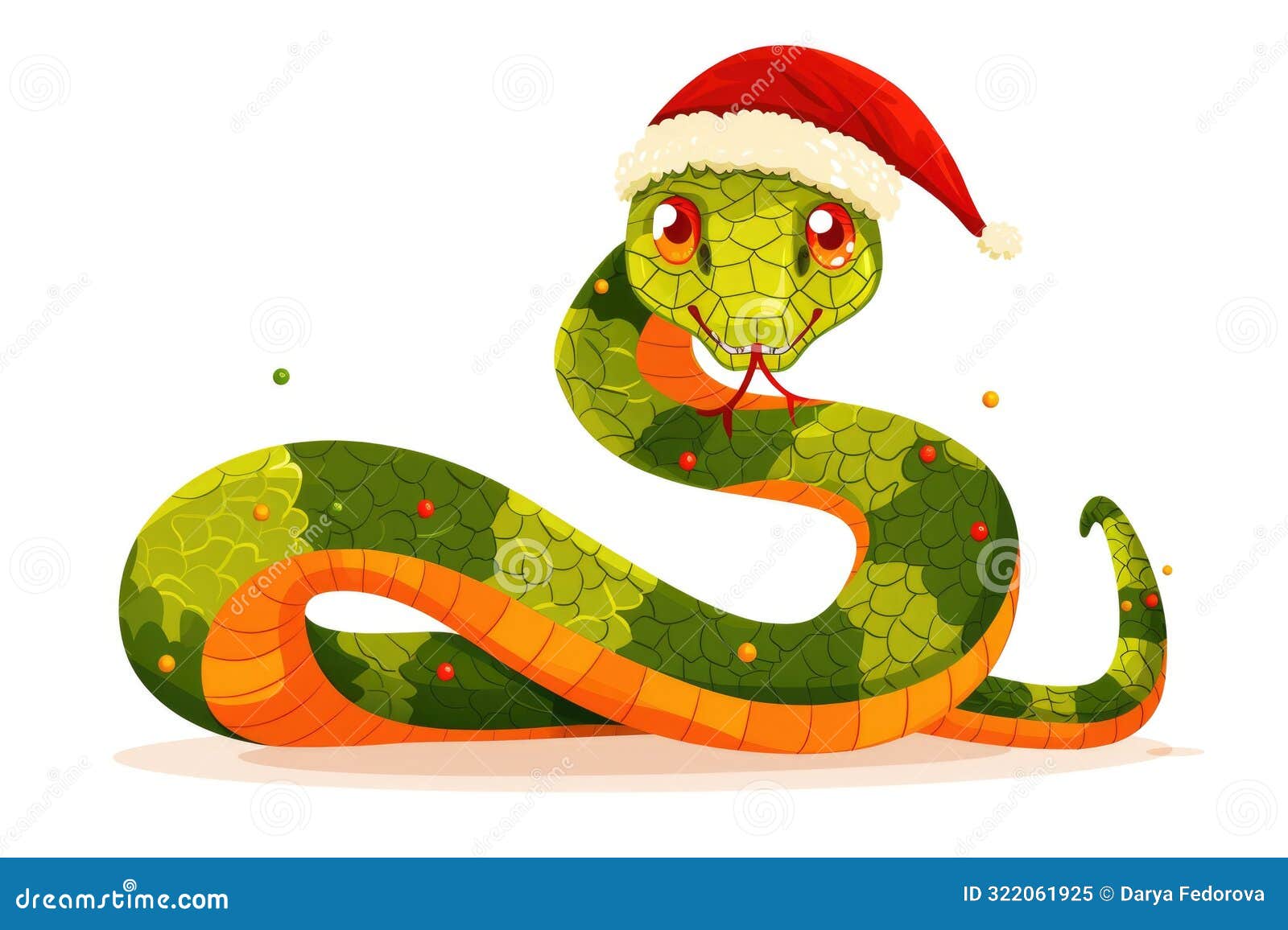 Festive Snake Cartoon Illustration Wearing Santa Hat Stock Illustration ...