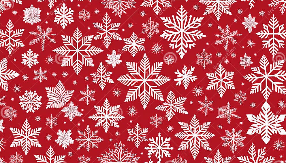 Festive Snowflake Pattern with Red and White Color Stock Illustration ...