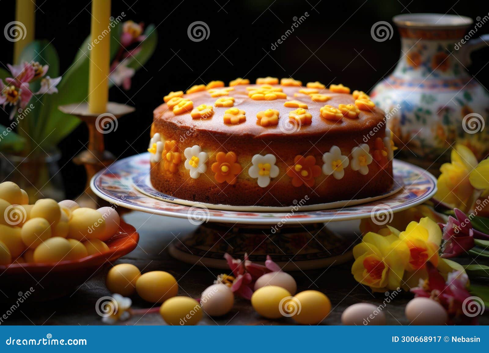 A Festive Sponge Cake Topped with Whimsical Marzipan Characters in a ...