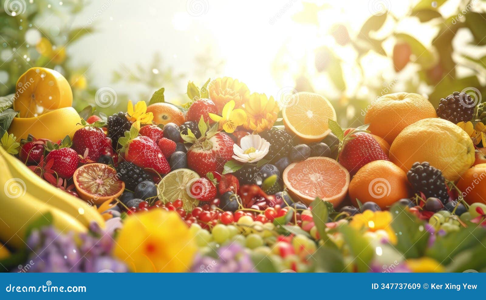 Festive Spring Fruit Display Featuring Open Space for Your Customized ...