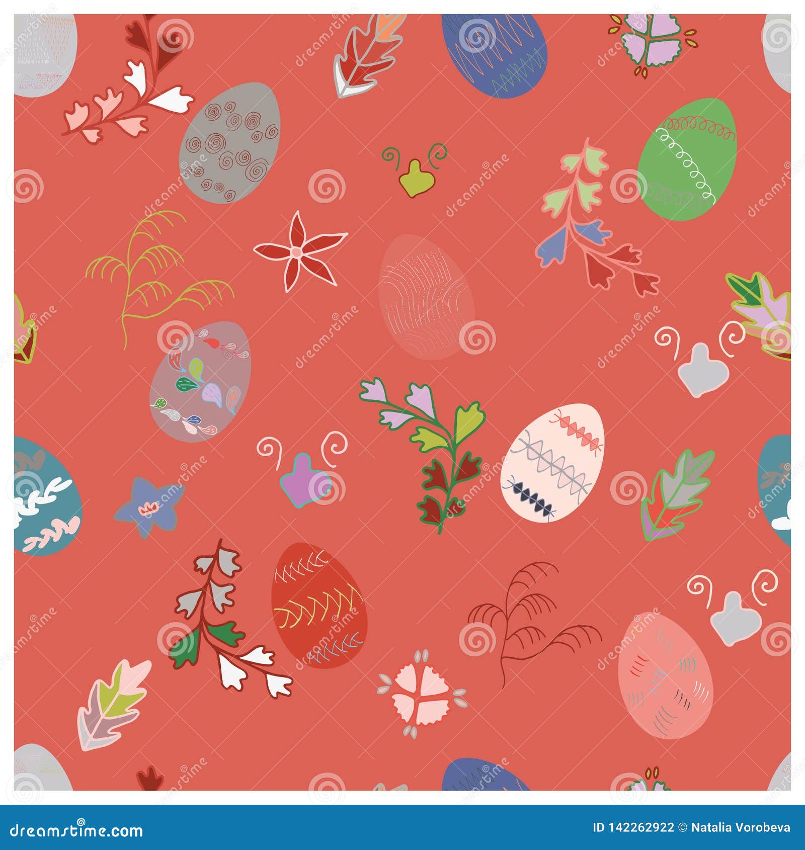 Festive Spring Seamless Pattern. Stock Vector - Illustration of ...