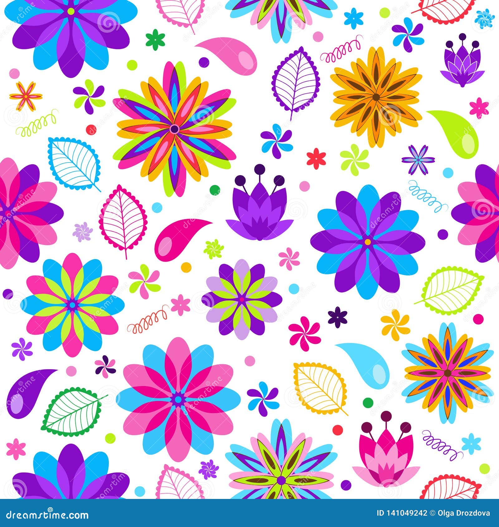 Festive Spring Seamless Pattern with Flowers Stock Illustration ...