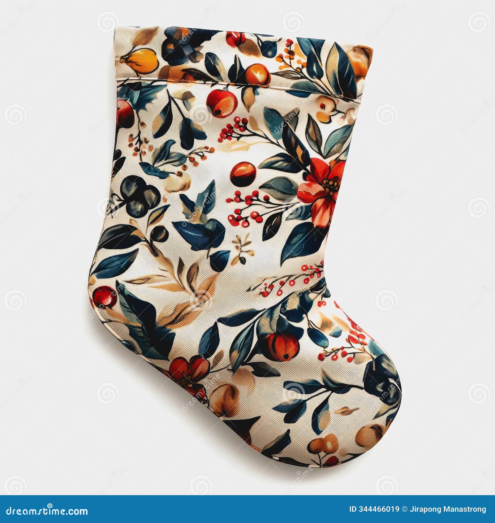 Festive Stocking on White Background Stock Image - Image of ornament ...