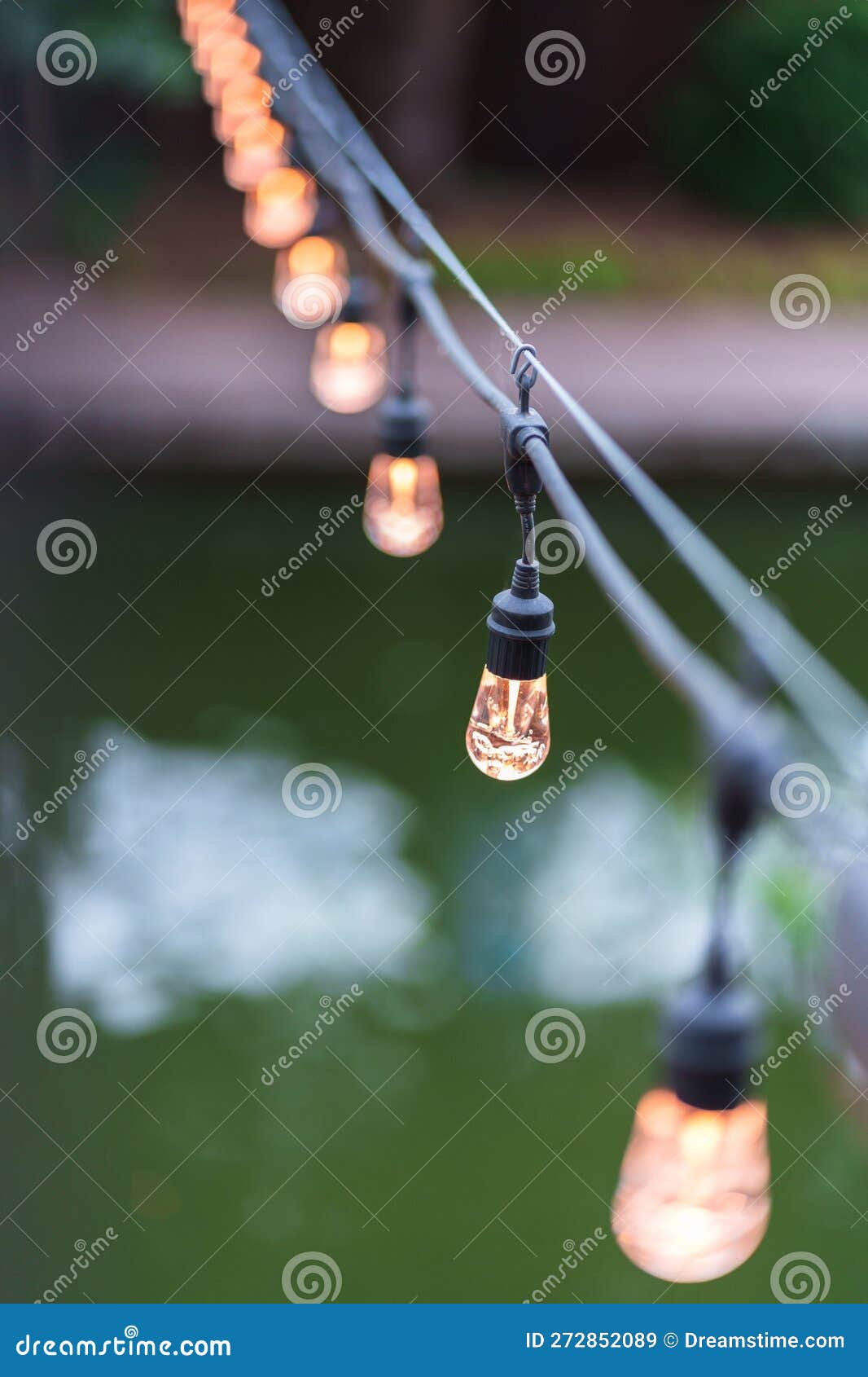 Stringing with Several Lights Hanging from the Sides of it Stock Image ...
