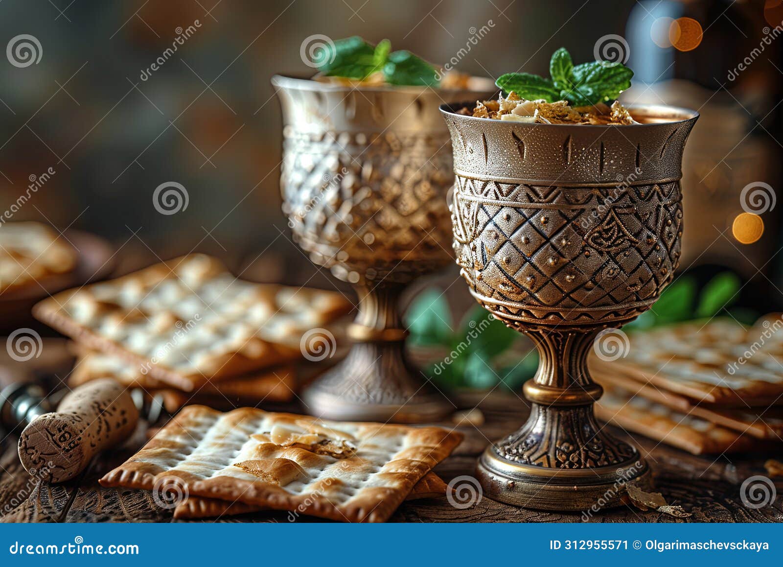 Festive Table Bound for a Traditional Passover Seder with a Cup of ...