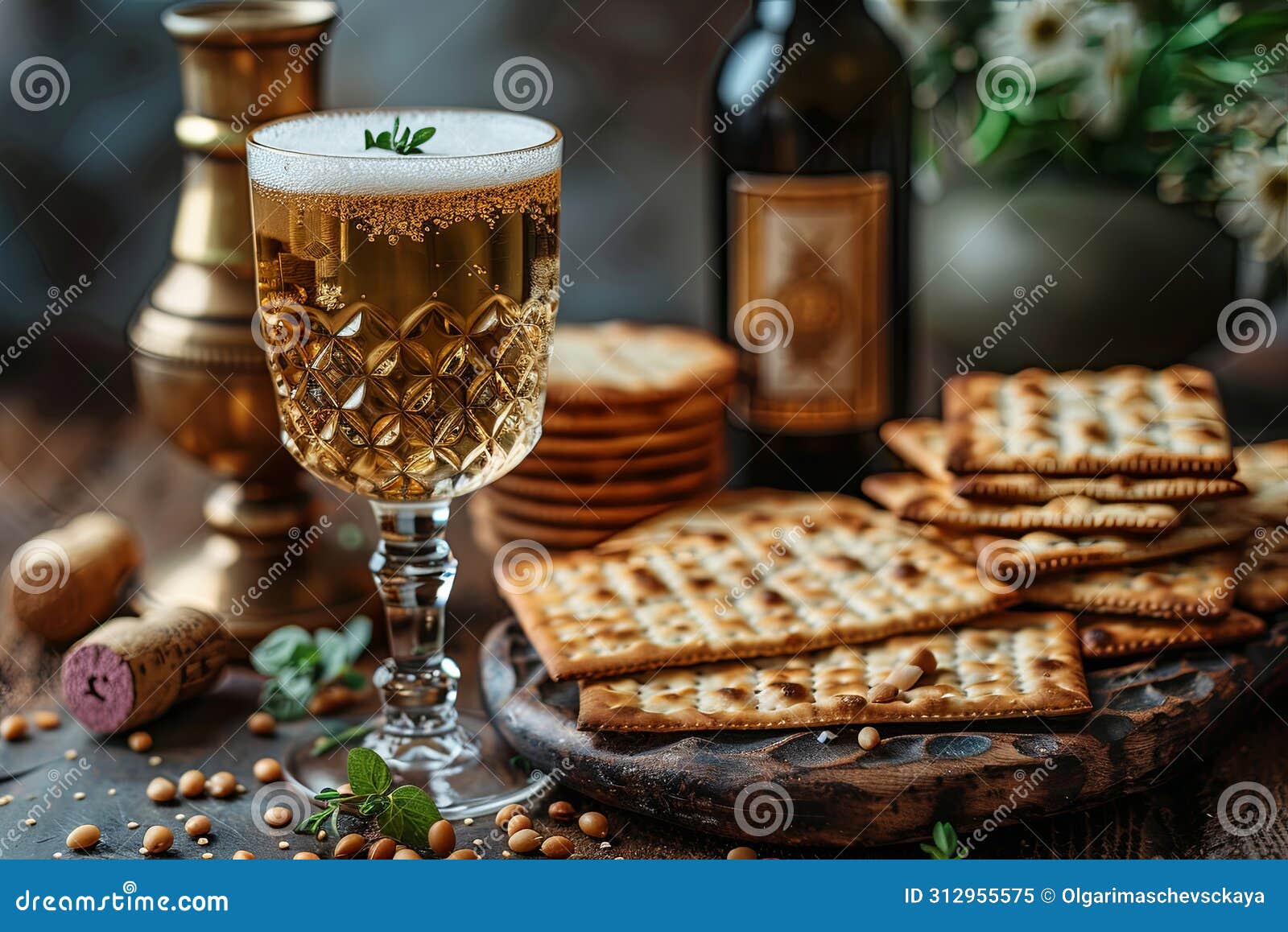Festive Table Bound for a Traditional Passover Seder with a Cup of ...