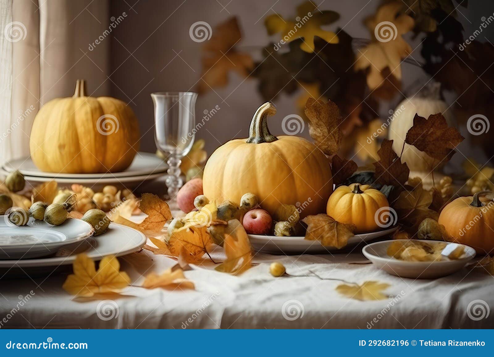 Festive Table Decorated for Thanksgiving Day. Concept Thanksgiving ...