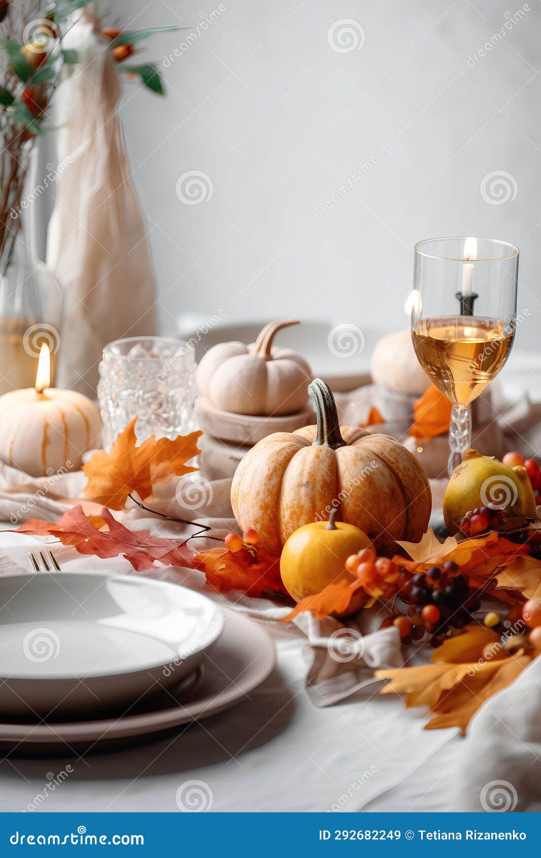 Festive Table Decorated for Thanksgiving Day. Concept Thanksgiving ...