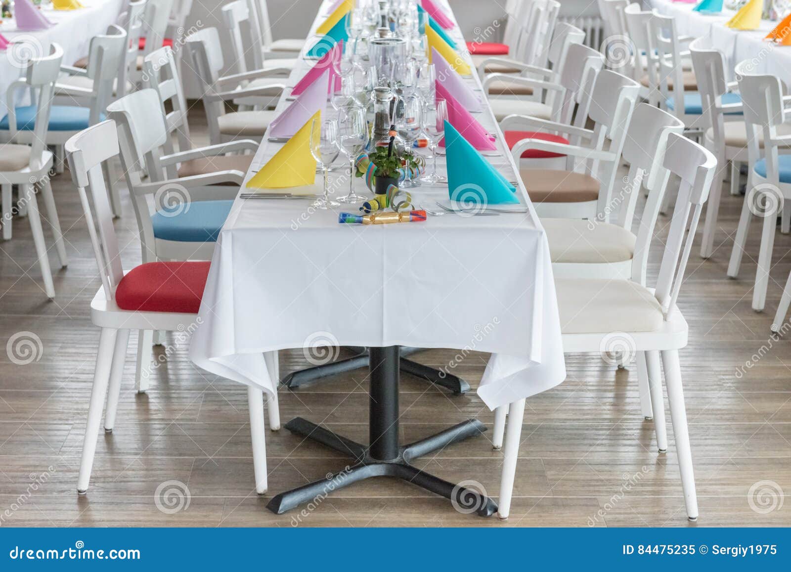 Festive Table Setting Banquet Hall Stock Image - Image of color ...