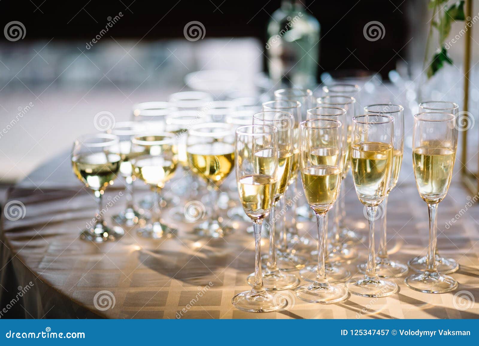 Festive Table Setting with Champagne. Champagne Glasses Close Up Stock ...