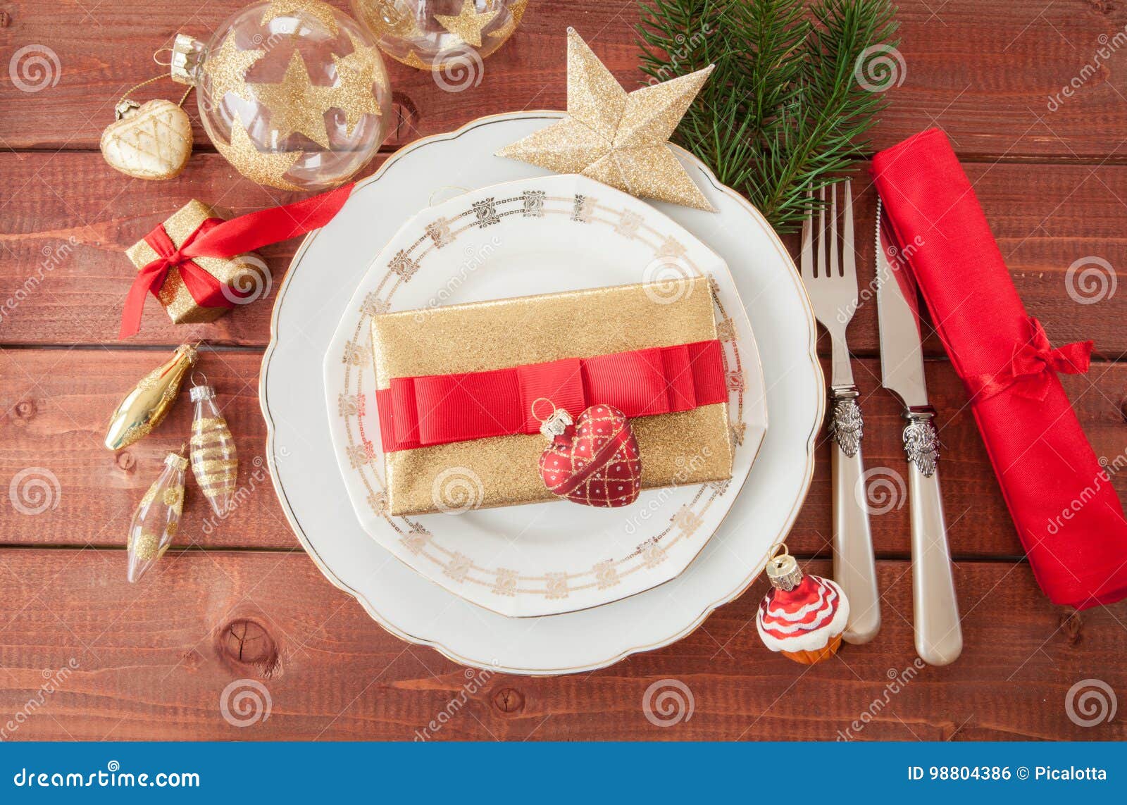 Festive Table Setting for Christmas Stock Photo - Image of happy ...