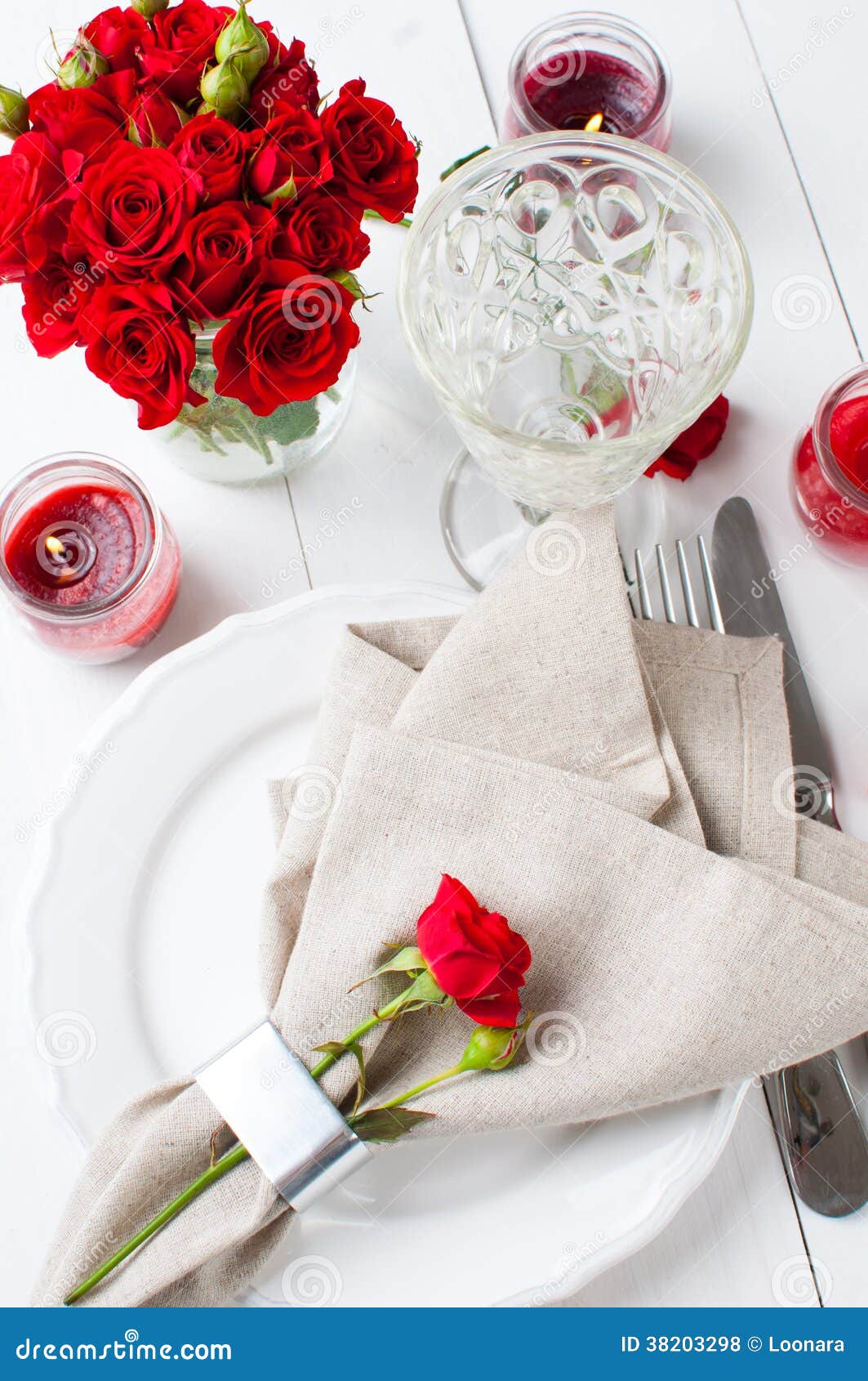 Festive Table Setting with Red Roses Stock Photo - Image of napkin ... Festive Table Setting with Red Roses Stock Photo - Image of napkin ...