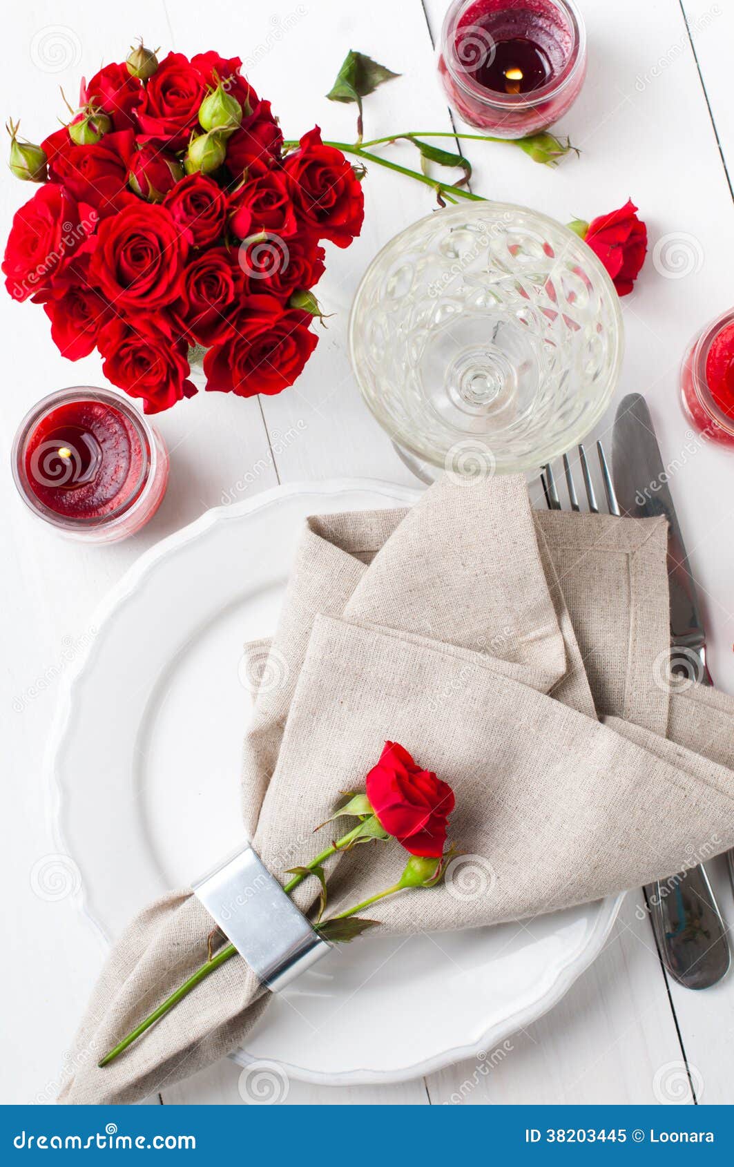 Festive Table Setting with Red Roses Stock Image - Image of celebration ... Festive Table Setting with Red Roses Stock Image - Image of celebration ...