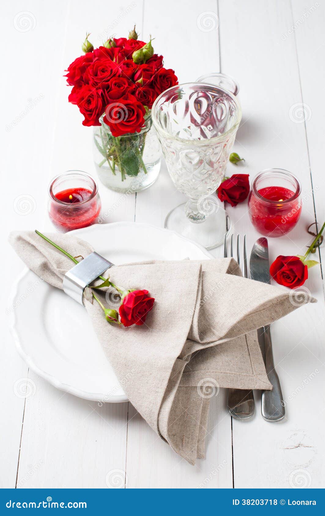 Festive Table Setting with Red Roses Stock Photo - Image of celebration ... Festive Table Setting with Red Roses Stock Photo - Image of celebration ...