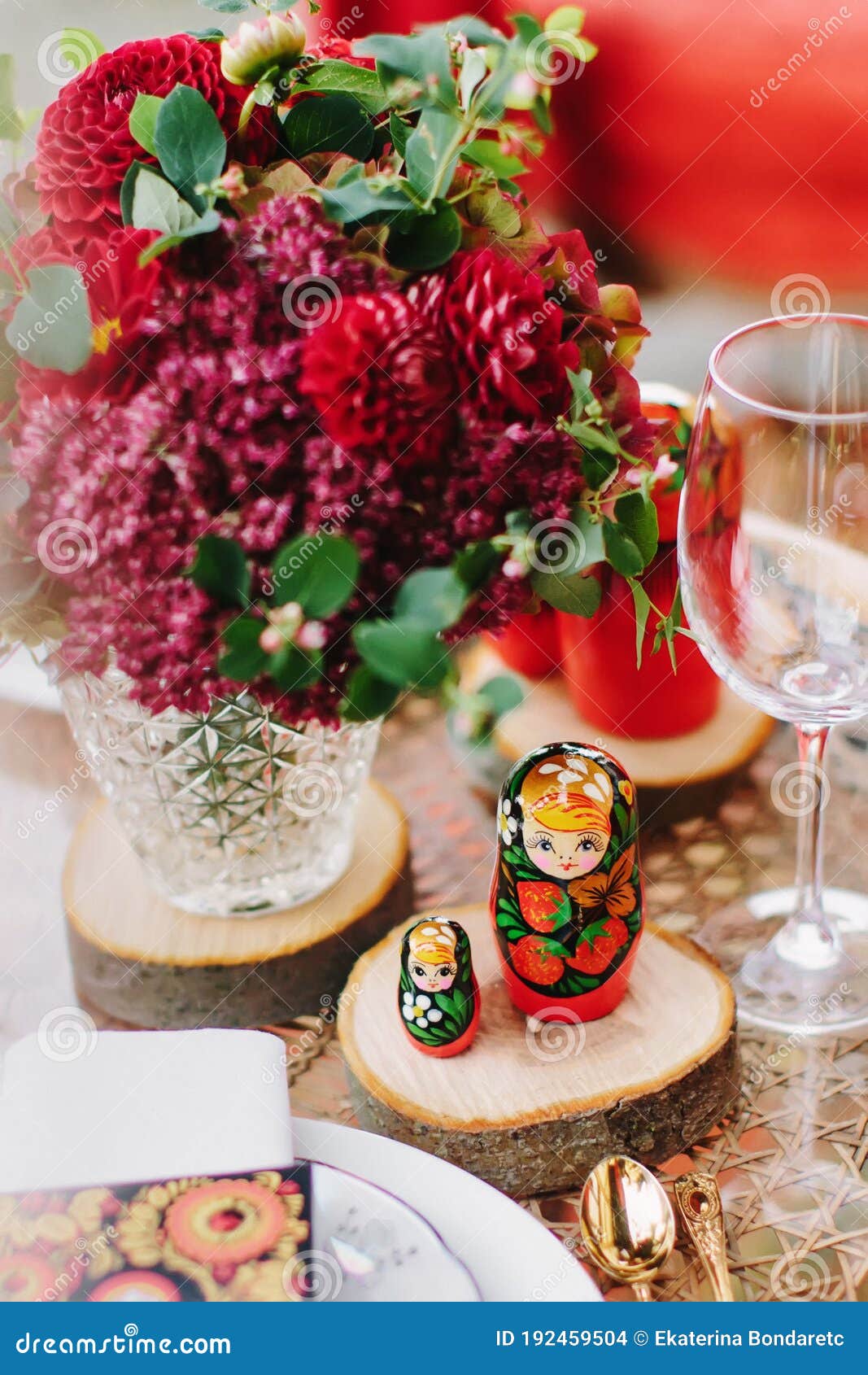 Festive Table Setting in Red, Using the National Russian Toy ...